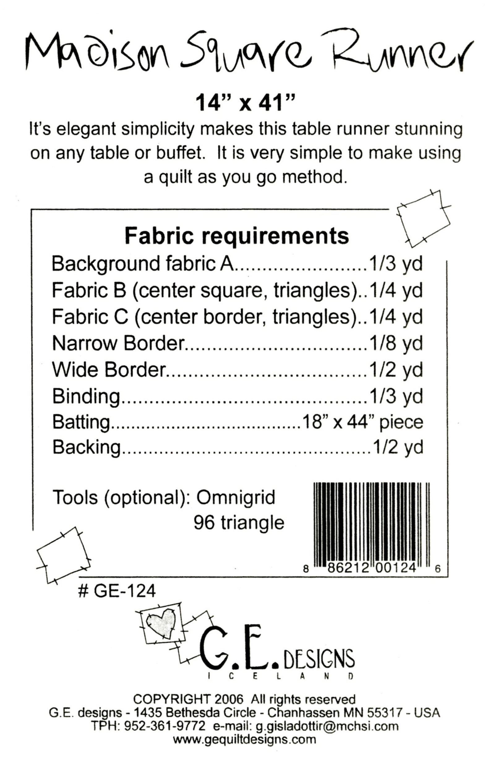 Madison Square Table Runner Quilting Pattern From G.E. Quilt - Etsy