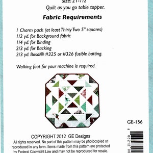 Which Way Table Topper Quilting Pattern From G.E. Quilt Designs BRAND ...