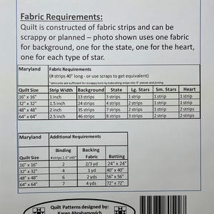 State of Maryland Quilt Quilting Pattern From Karen Abrahamovich BRAND ...