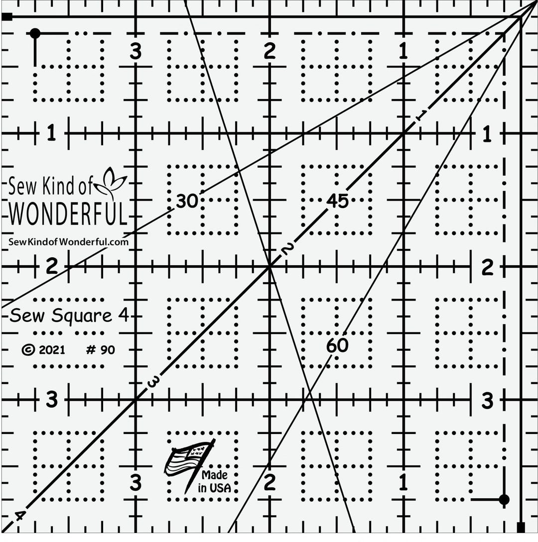 Sew Square 4 Ruler, 4 Inch Square Ruler From Sew Kind of Wonderful ...