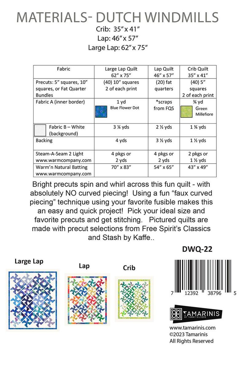 Dutch Windmills Quilt Quilting Pattern, From Tamarinis Patterns BRAND ...