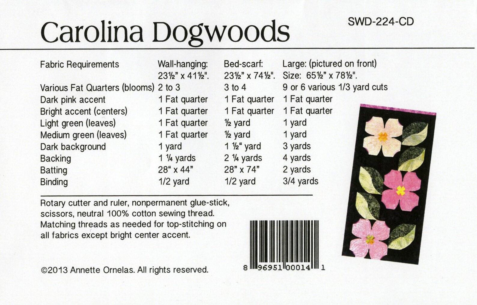 Carolina Dogwoods Quilt Quilting Pattern From Southwind Designs BRAND ...