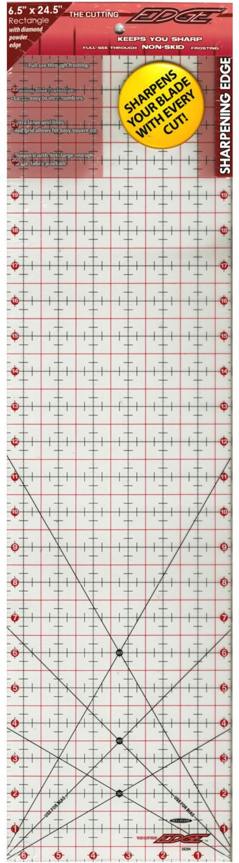 The Cutting Edge Frosted Acrylic Sharpening Edge Square Quilting Ruler ...