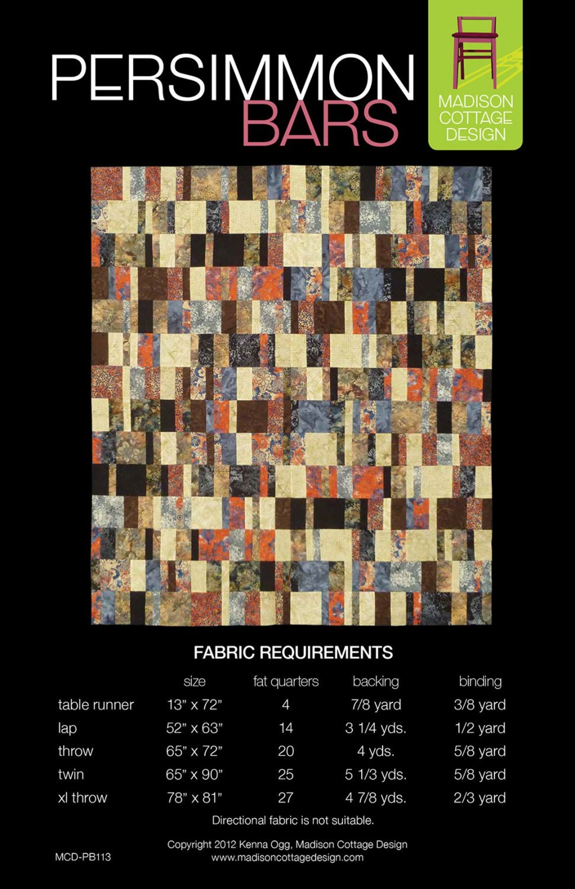 Persimmon Bars Quilt, A Quilting Pattern From Madison Cottage Design ...