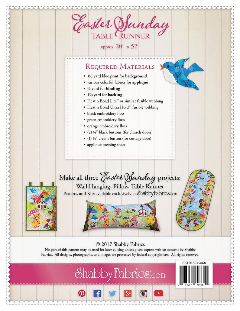 Easter Sunday Table Runner Sewing and Applique Pattern From Shabby ...