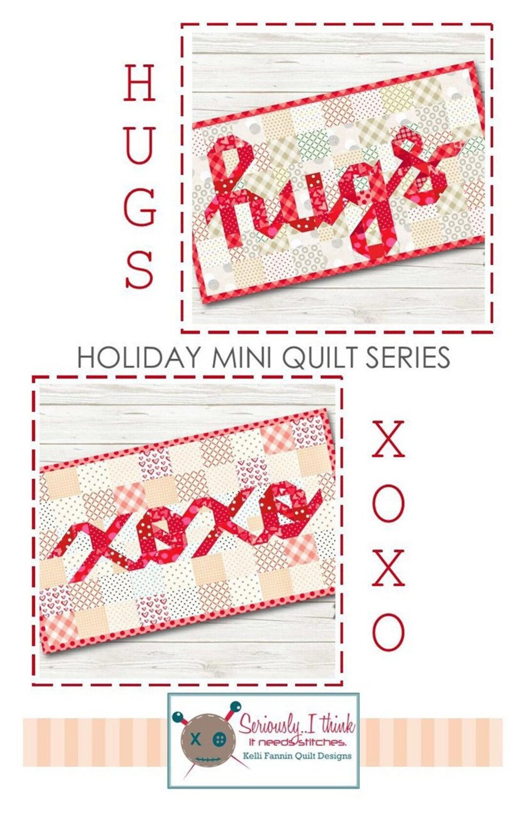 Hugs and Kisses Mini Quilt Quilting Pattern, From Kelli Fannin Quilt ...