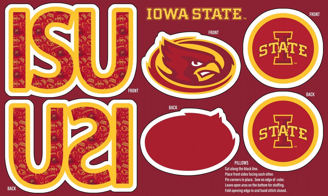 NCAA Iowa State University Cyclones Minky Fabric Pillow Panel, Makes 2 ...