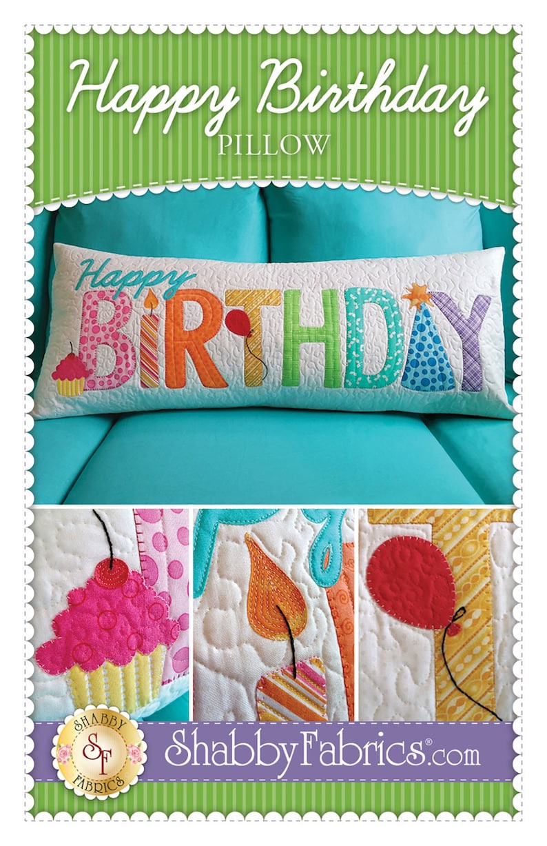 Happy Birthday Pillow Quilting and Sewing Pattern From Shabby - Etsy