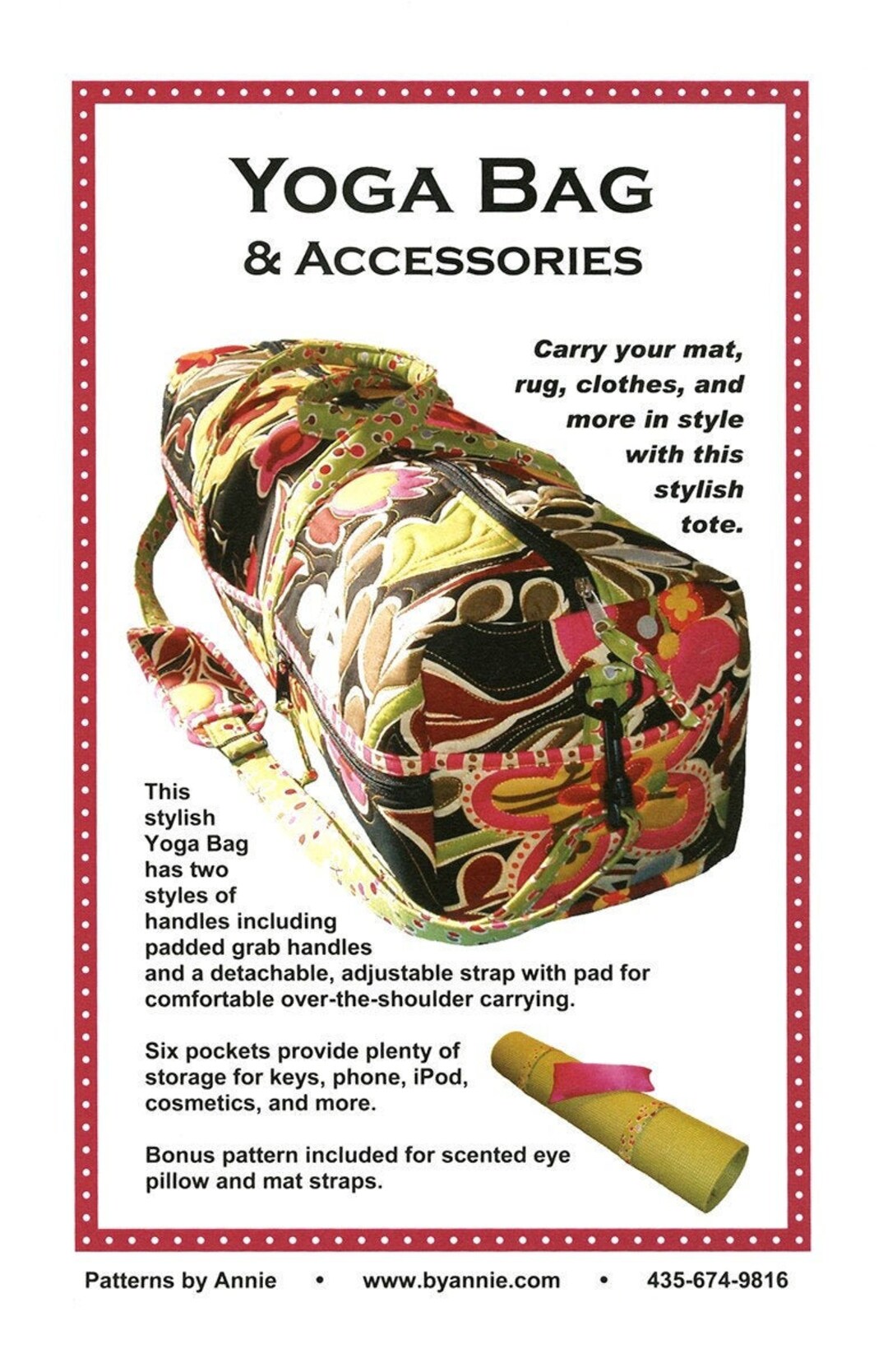Yoga Bag and Accessories Sewing and Quilting Pattern From Byannie NEW ...