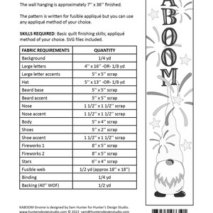 KABOOM the Gnome Sewing and Quilting Pattern From Hunter's Design ...