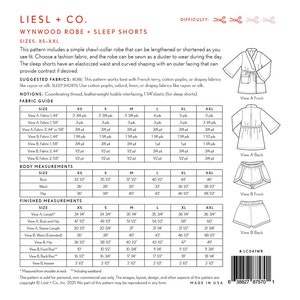 Wynwood Robe and Sleep Shorts Sewing Pattern, Sizes XS to XXL, From ...