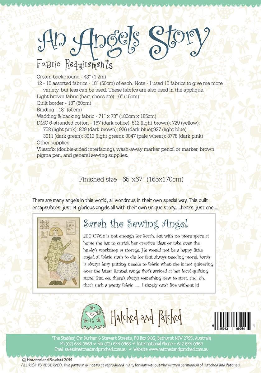 An Angels Story Quilt Quilting Pattern, From Hatched and Patched BRAND ...