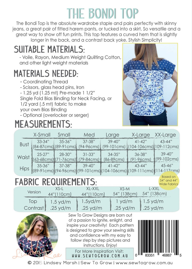 The Bondi Top Shirt Blouse Sewing Pattern From Sew to Grow | Etsy