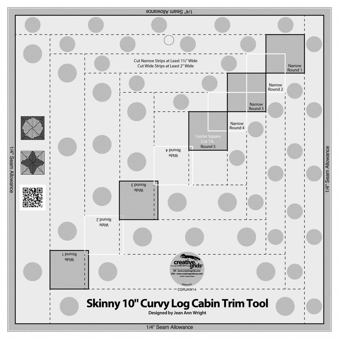Skinny 10in Curvy Log Cabin Trim Tool Quilting Template Ruler From ...