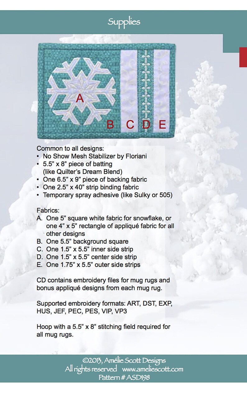 Winter Mug Rugs Machine Embroidery CD, Four In-the-hoop Projects From ...