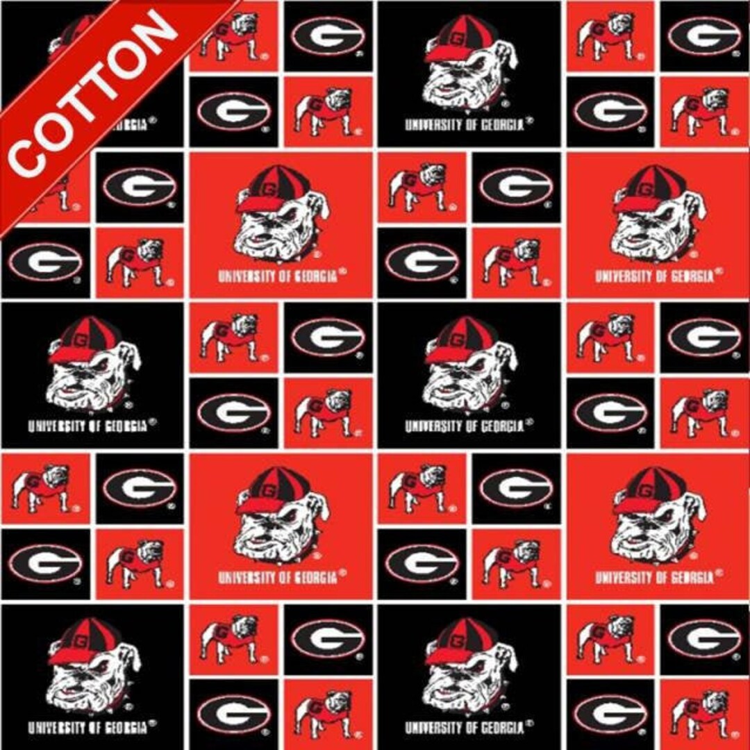 The University of Georgia Bulldogs Patchwork Cotton Fabric Sold by the ...