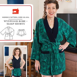Wynwood Robe and Sleep Shorts Sewing Pattern, Sizes XS to XXL, From ...