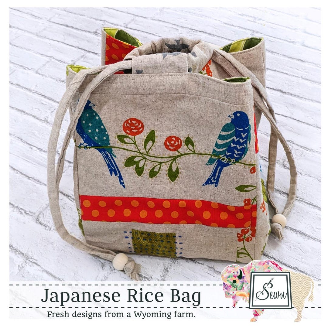 Drawstring Japanese Rice Bag Sewing Pattern From Sewn Wyoming BRAND NEW ...