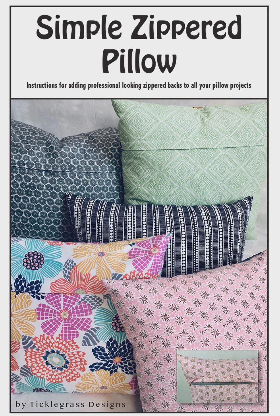 Simple Zippered Pillow Sewing Pattern, From Bodobo Bags BRAND NEW ...