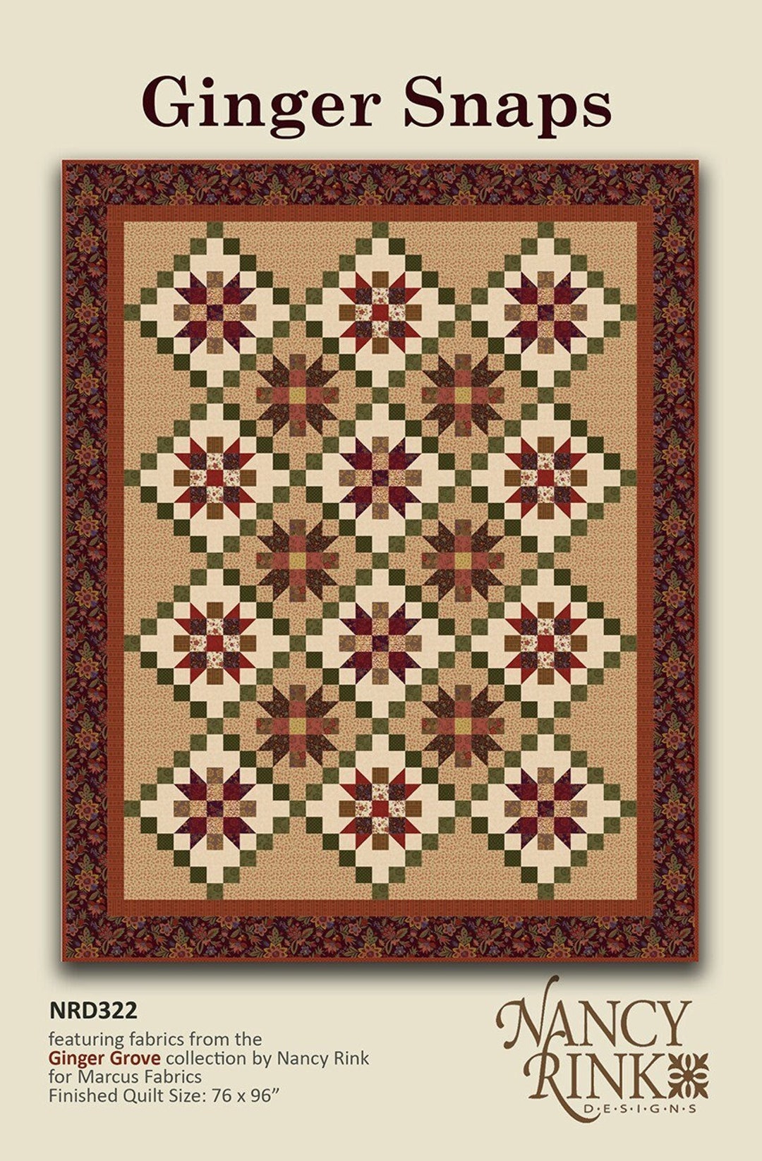 Ginger Snaps Pieced Quilt Quilting Pattern From Nancy Rink Designs ...