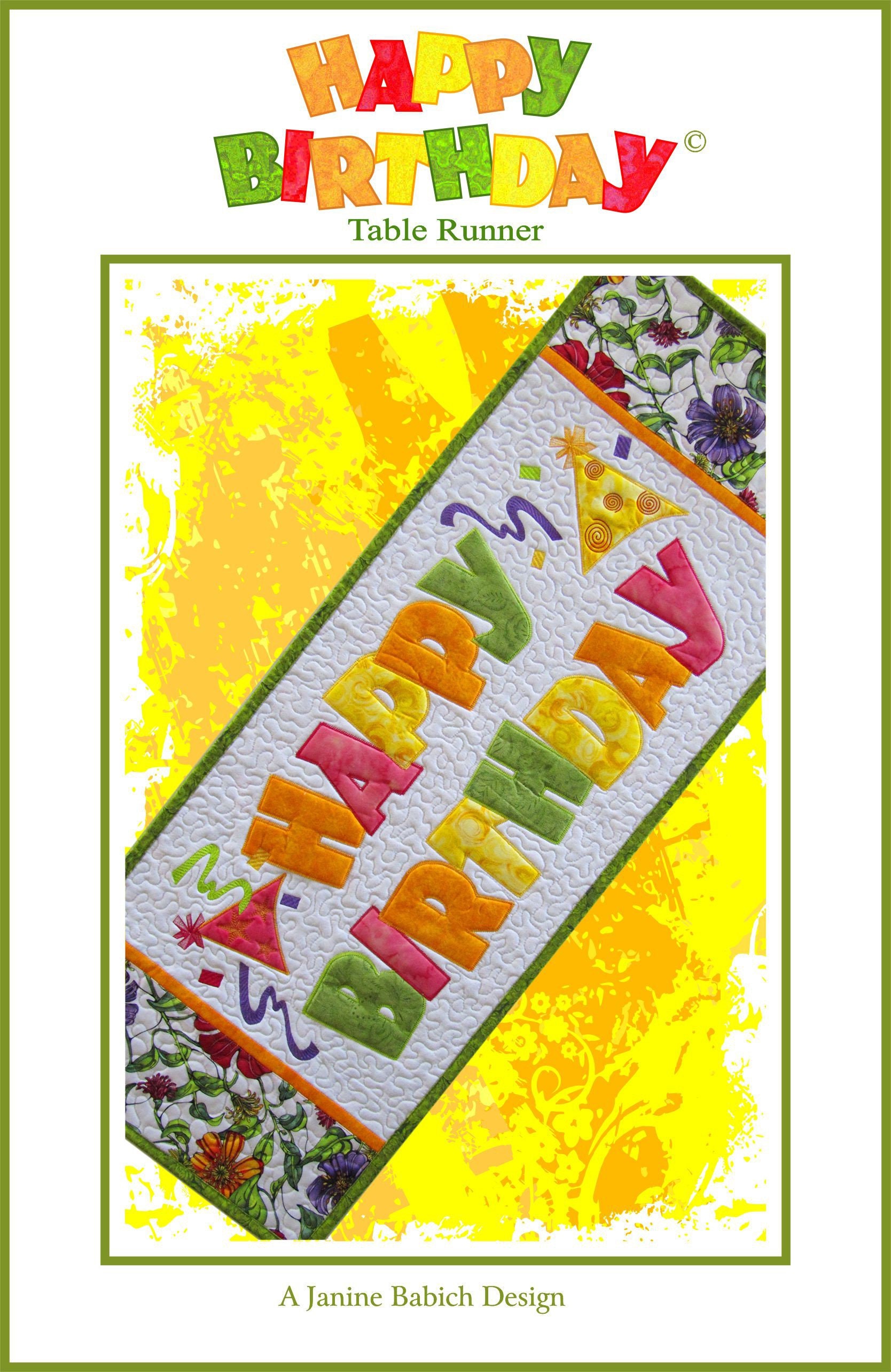 Happy Birthday Table Runner Machine Embroidery CD From Janine - Etsy