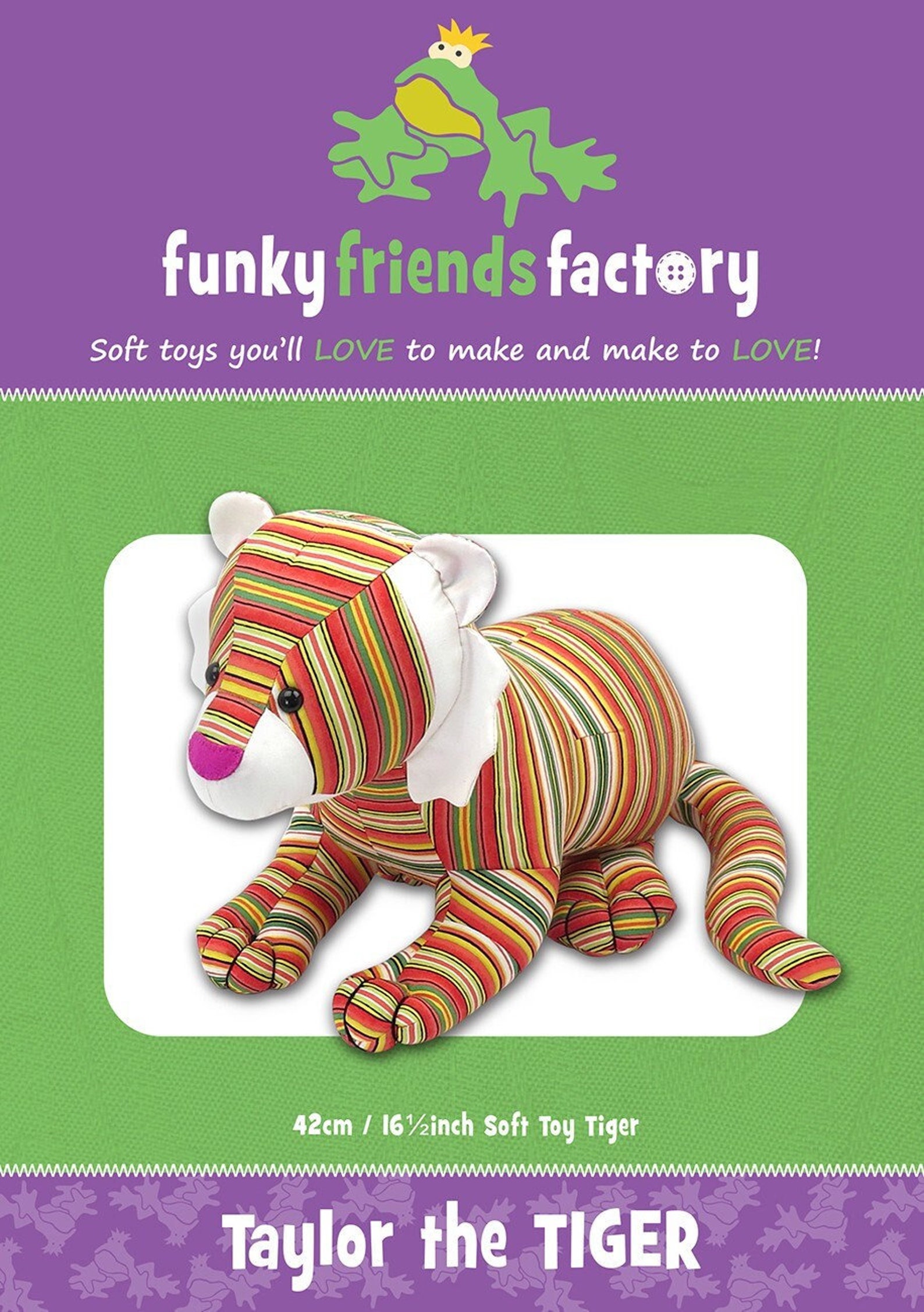 Taylor the Tiger Plush Toy Sewing Pattern From Funky Friends Factory ...