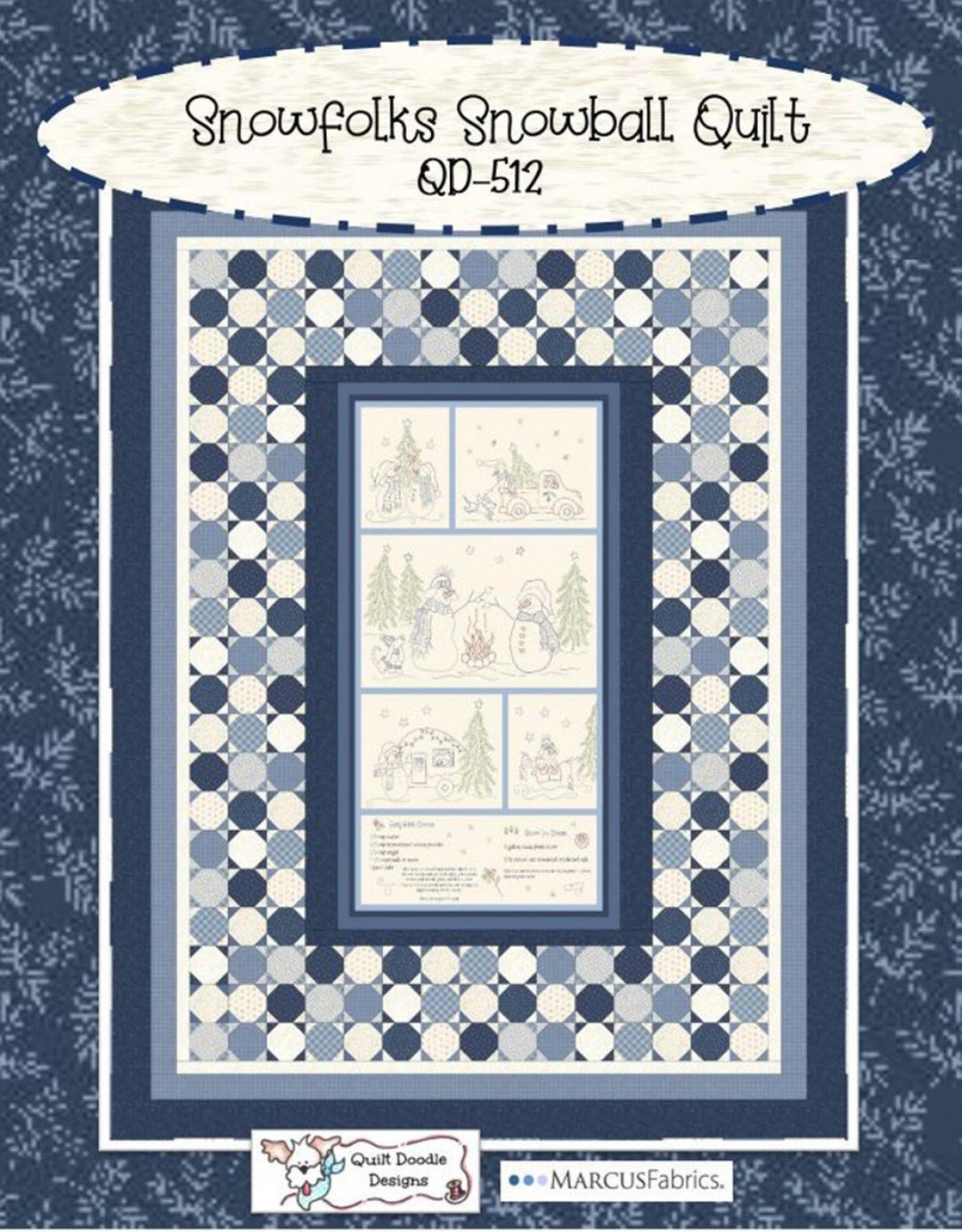 Snowfolks Snowball Quilt Quilting Sewing Pattern, From Quilt Doodle ...