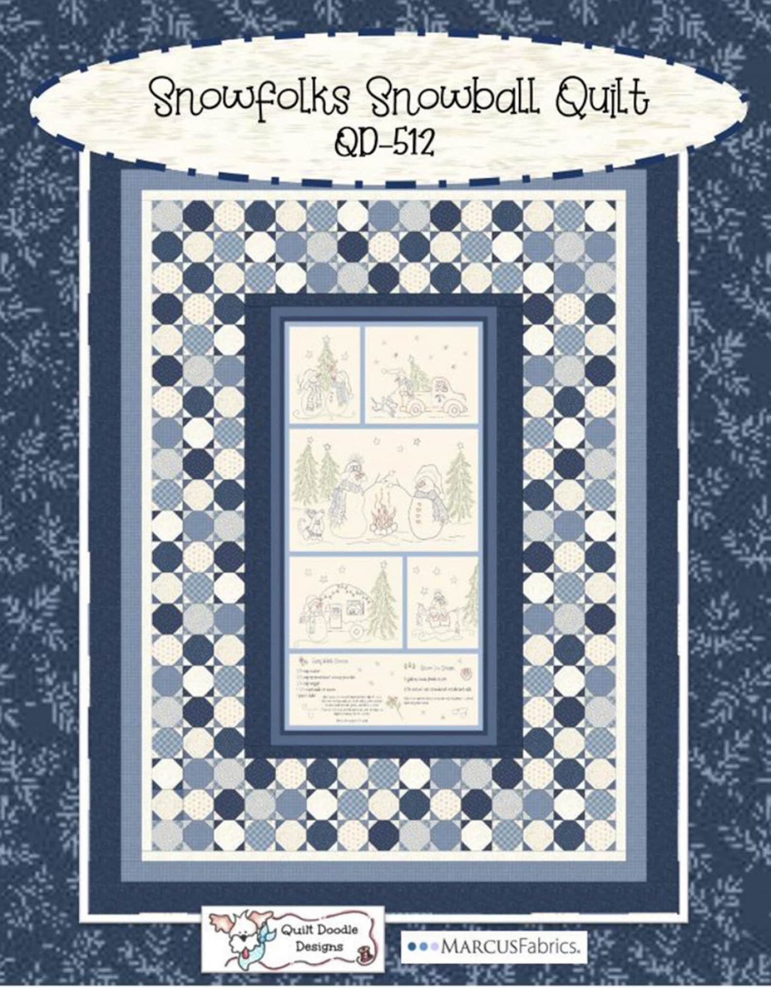 Snowfolks Snowball Quilt Quilting Sewing Pattern, From Quilt Doodle ...