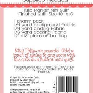 Mini Tulip Market Quilt Quilting Pattern From Coriander Quilts by Carey ...