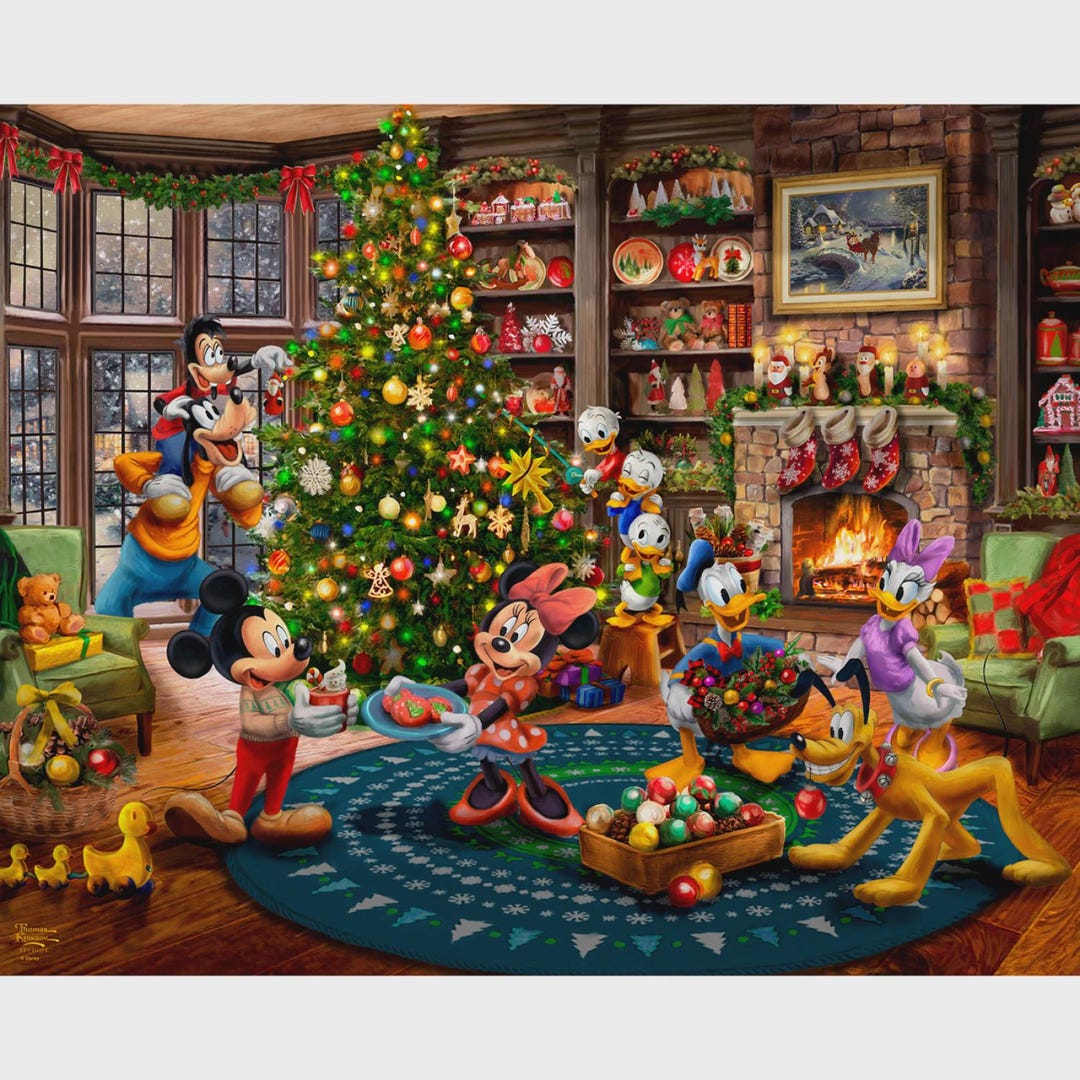 Disney Mickey and Minnie Mouse Trimming the Tree Panel, 35in X 44in ...
