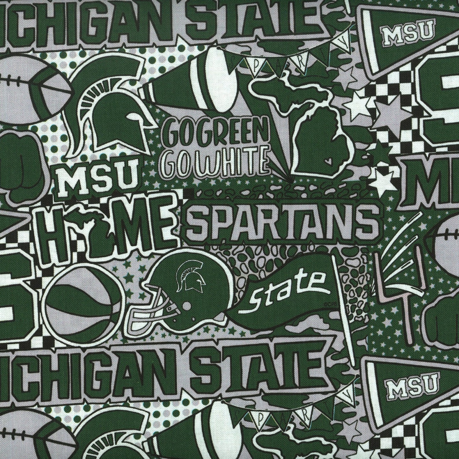 Michigan State University Spartans Pop Art Football Allover Cotton ...