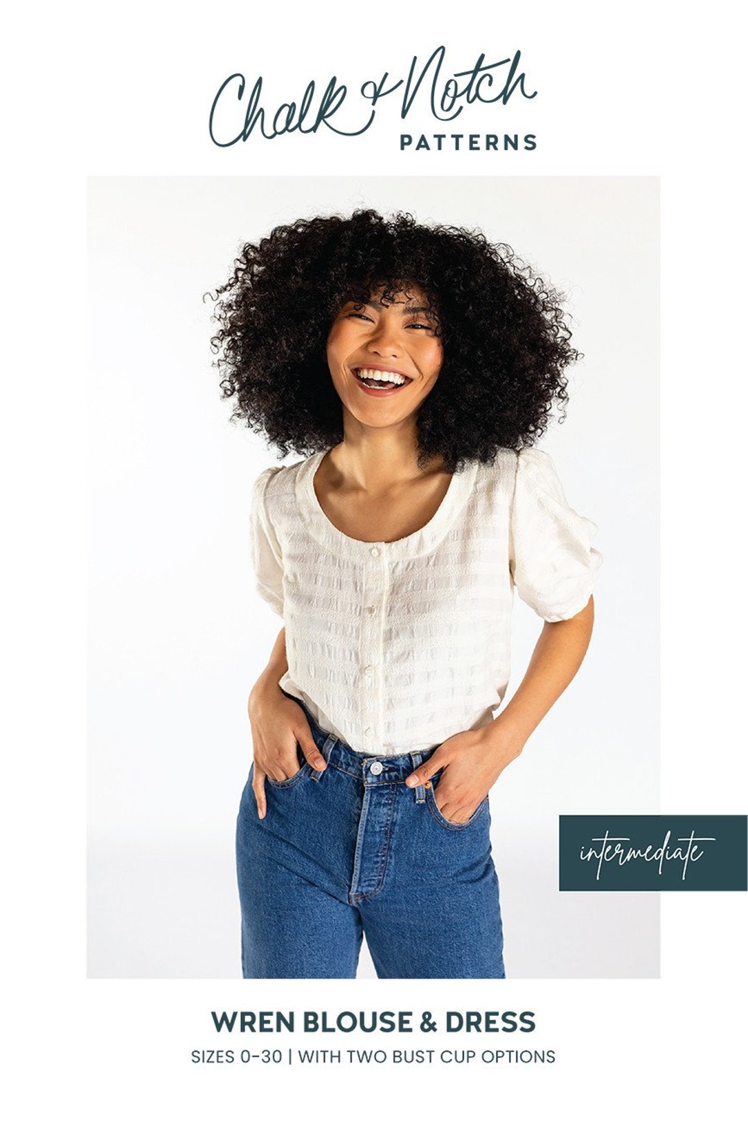 Wren Blouse and Dress Sewing Pattern, Sizes 0-30, From Chalk and Notch ...