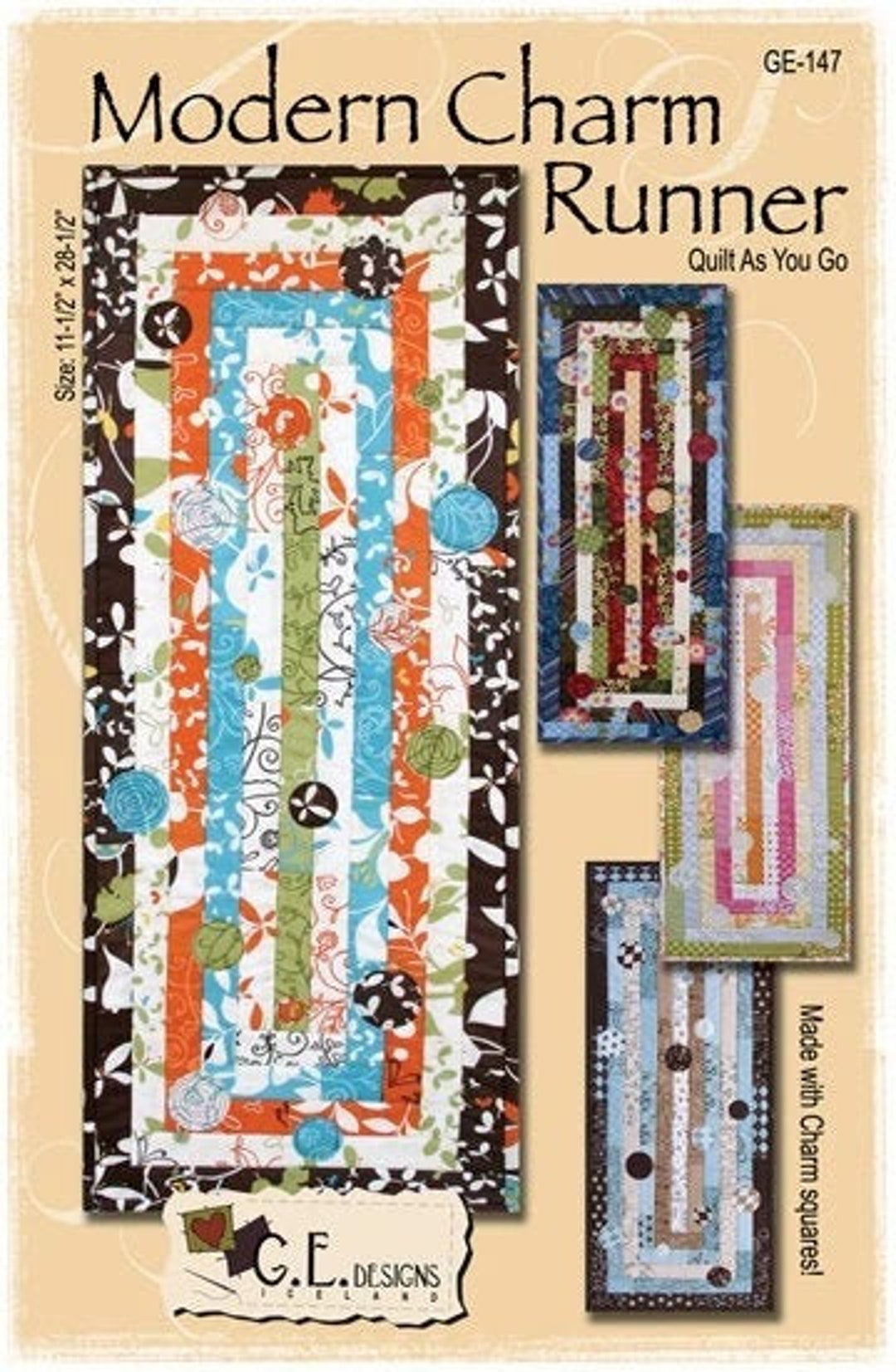 Modern Charm Table Runner Quilting Pattern From G.E. Quilt Designs ...