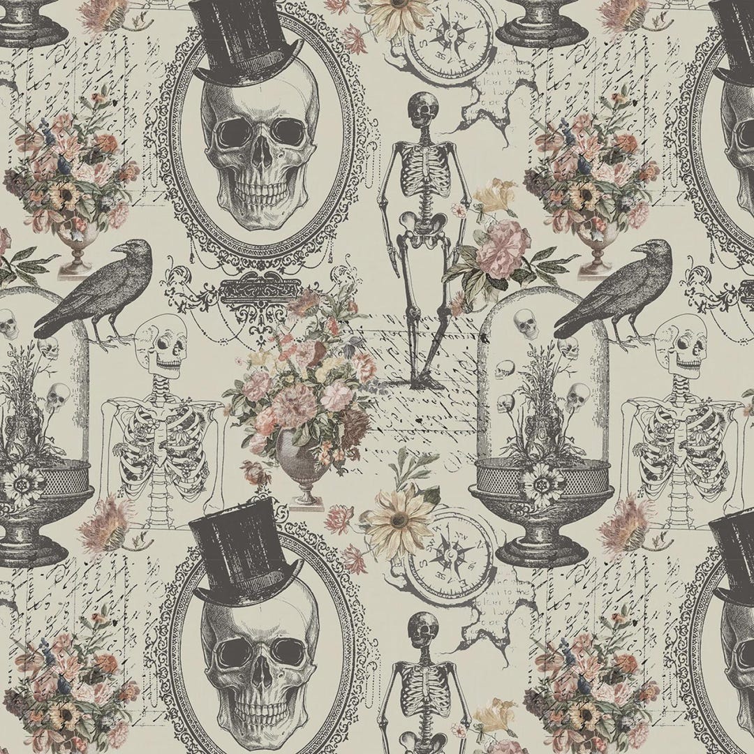 Nevermore Evermore Cream Woven Cotton Fabric, From Michael Miller ...