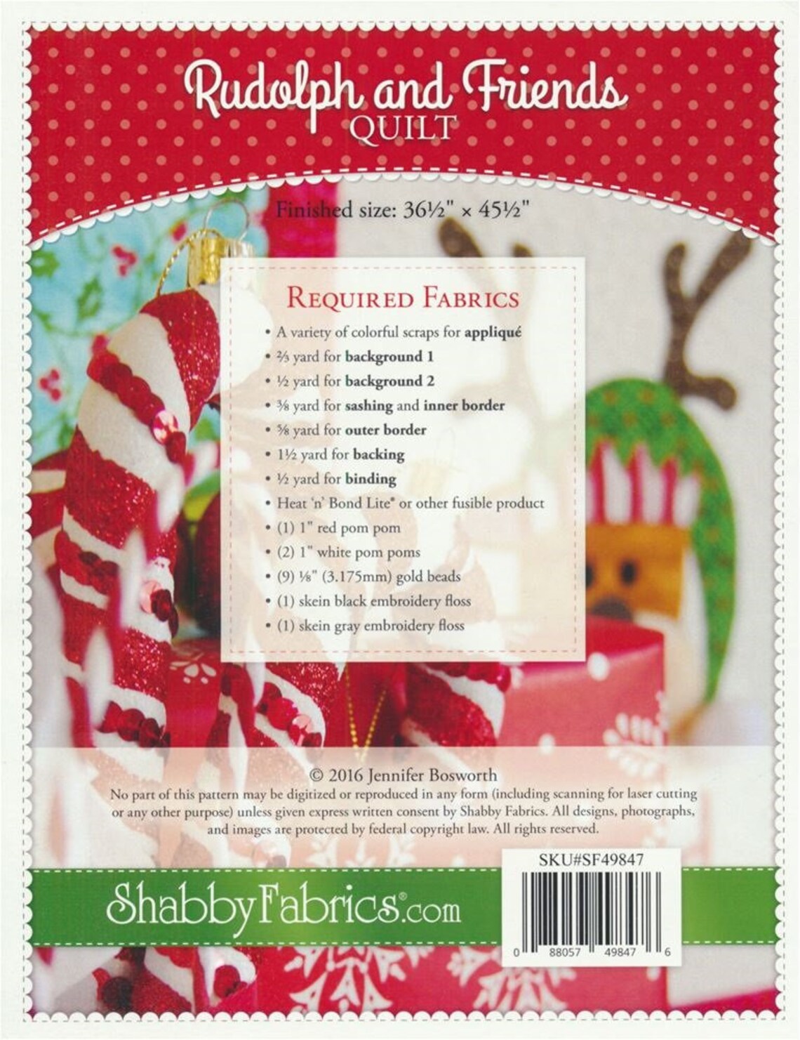 Rudolph and Friends Quilt Quilting and Sewing Pattern From Shabby ...