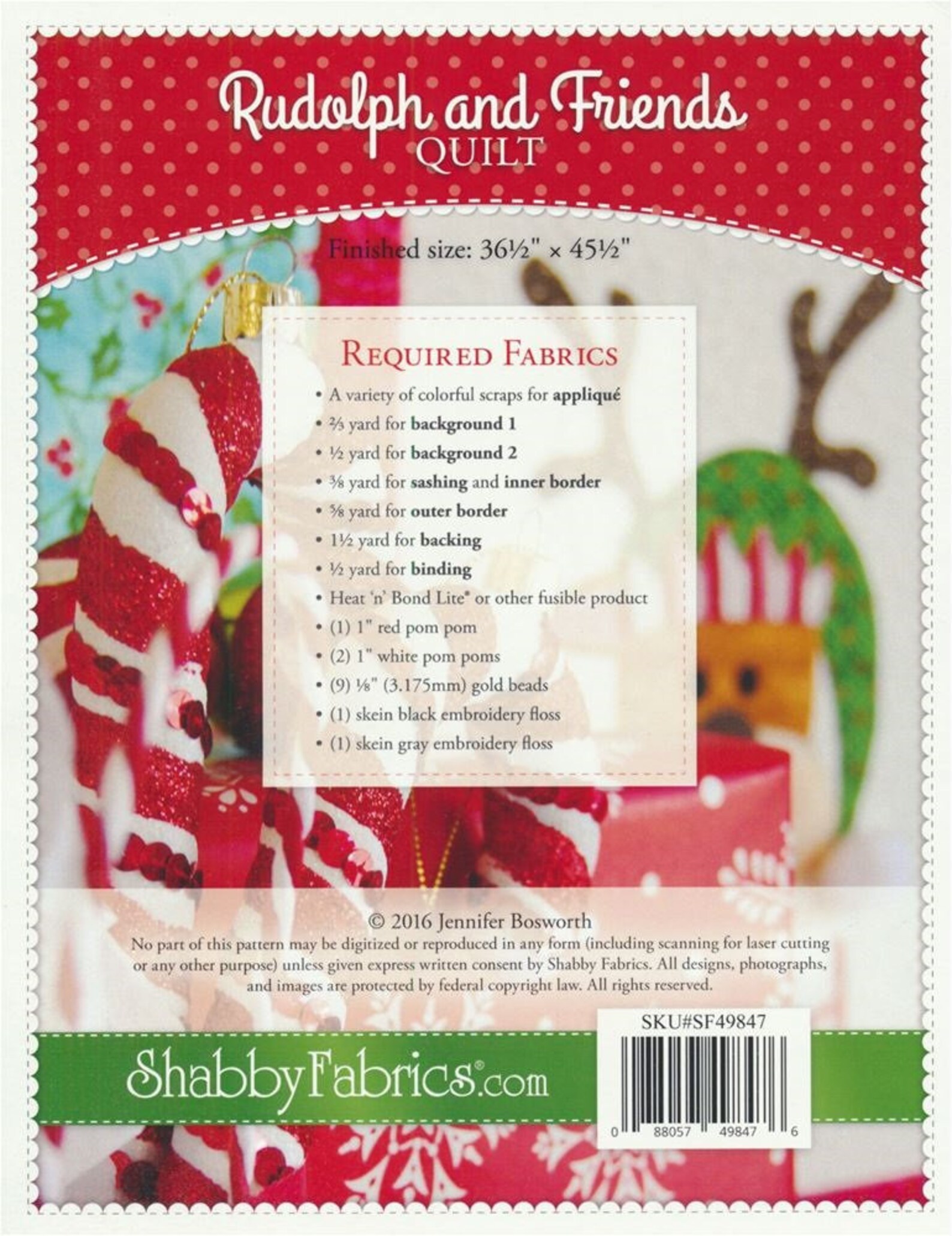 Rudolph and Friends Quilt Quilting and Sewing Pattern From Shabby ...