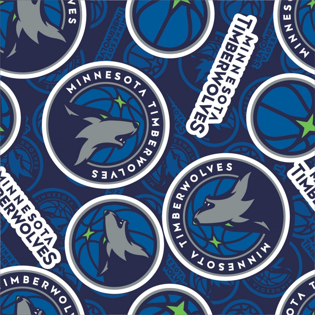 NBA Basketball Minnesota Timberwolves Sticker Toss Cotton Fabric Priced ...