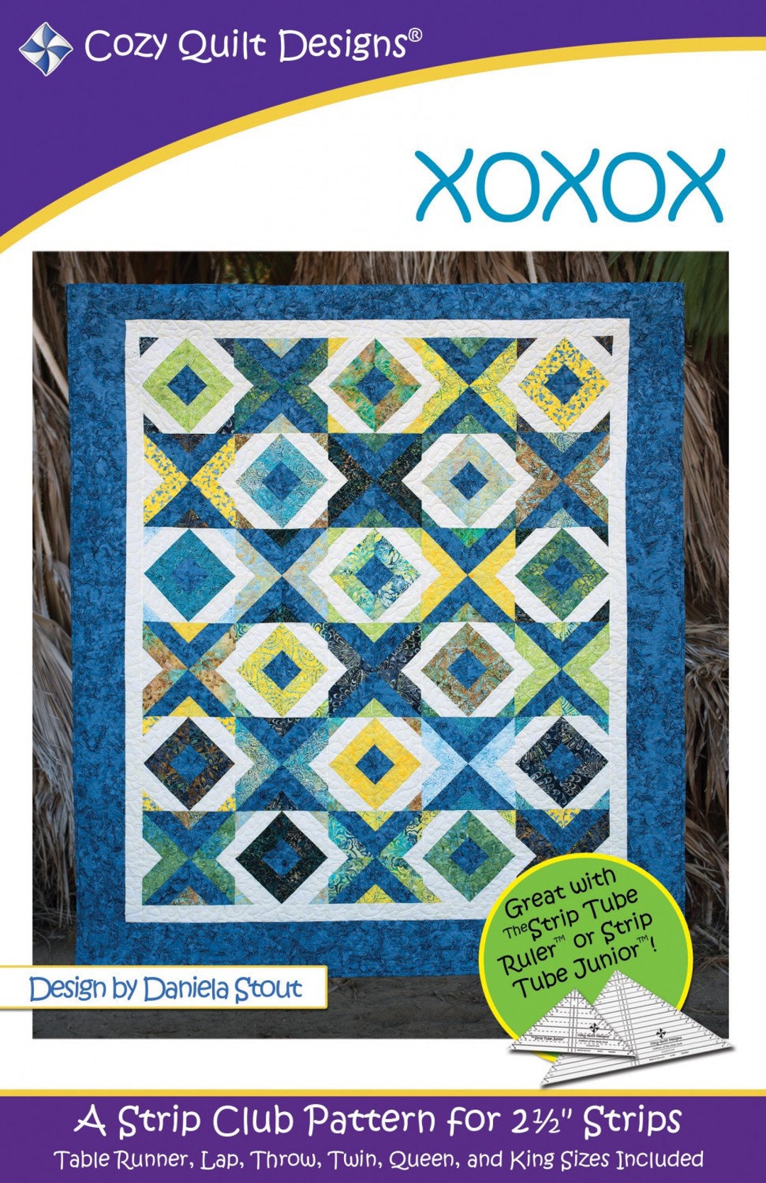 XOXOX Quilt Quilting Pattern, A Cozy Strip Club Pattern for 2 1/2 ...