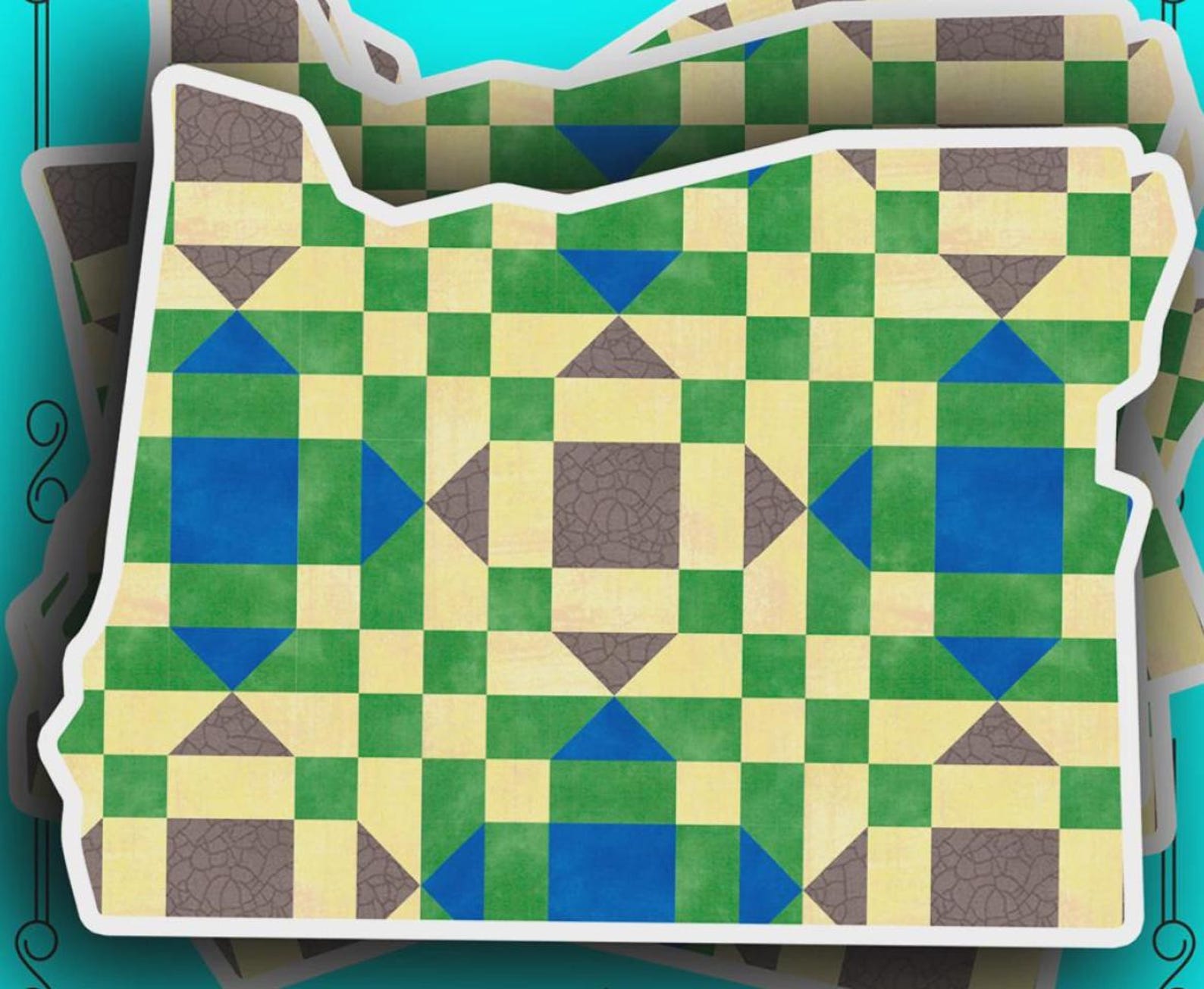 State of Oregon Quilt Block Vinyl Sticker, From Quilter's Haven NEW ...