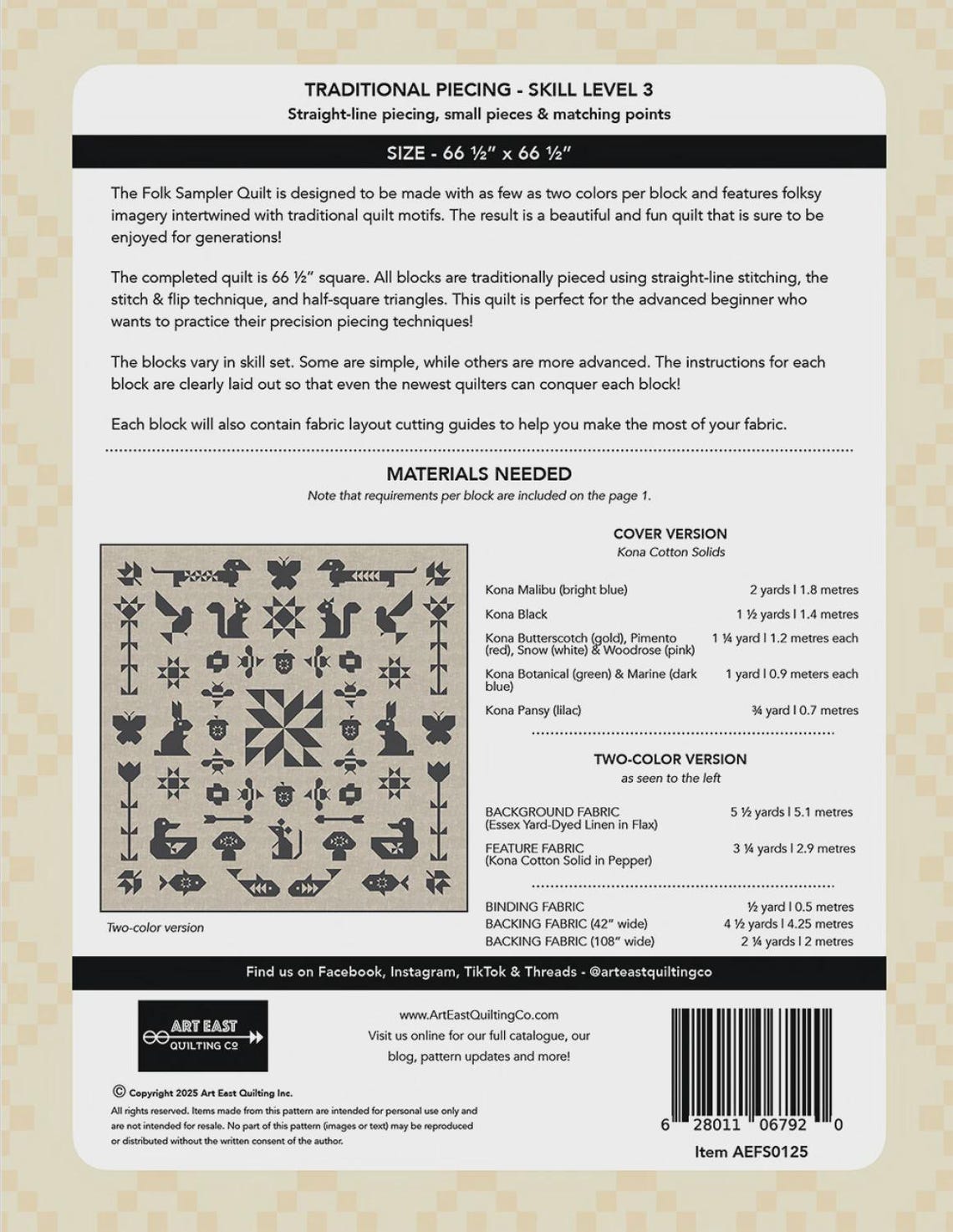 Folk Sampler Quilt Pattern Book, From Art East Quilting Co. BRAND NEW ...