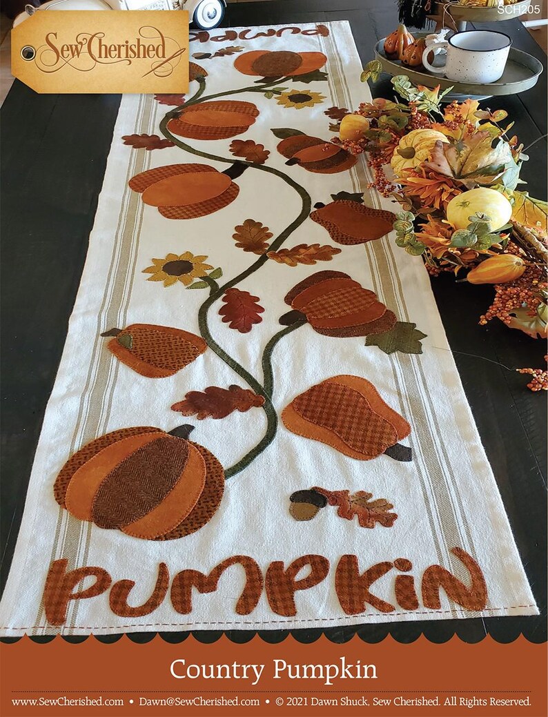 Country Pumpkin Table Runner Sewing Pattern From Sew Cherished Designs ...