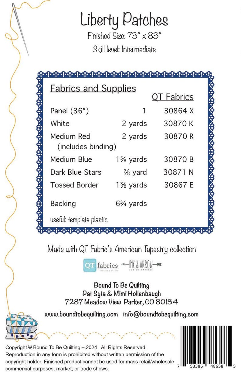 Liberty Patches Quilt Pattern, From Bound to Be Quilting BRAND NEW ...