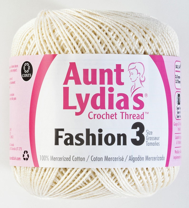Aunt Lydia's Crochet Thread Size 3, 100% Mercerized Cotton. 3 Ply, 9 ...