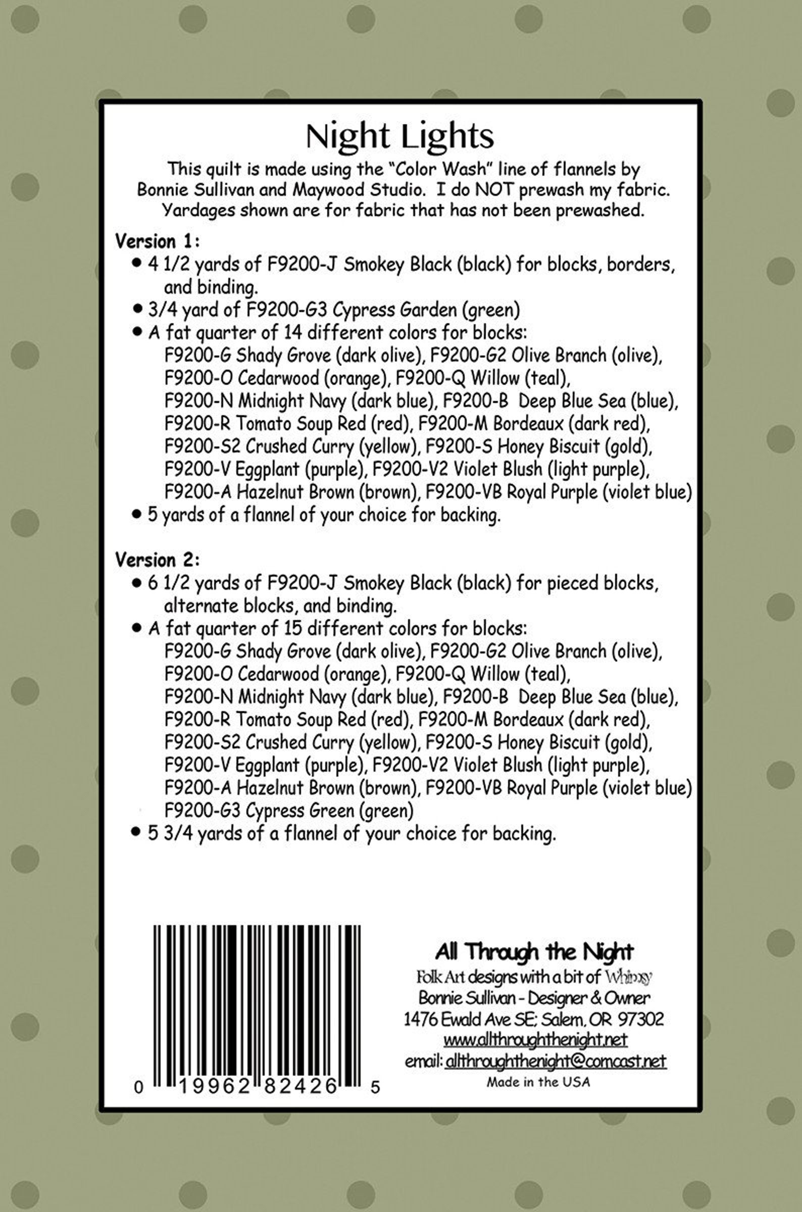 Night Lights Quilt Quilting Pattern From All Through the Night BRAND ...