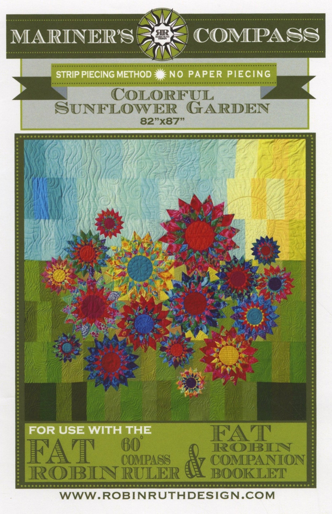 Colorful Sunflower Garden Quilt Quilting Pattern, From Robin Ruth ...