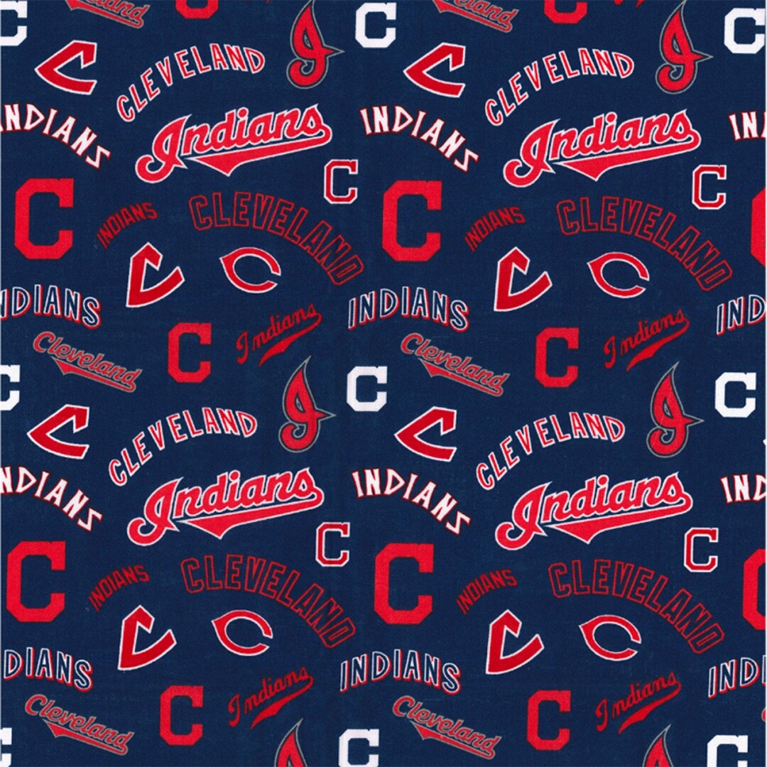 2021 MLB Baseball Cleveland Indians Woven Cotton Fabric Priced by the ...