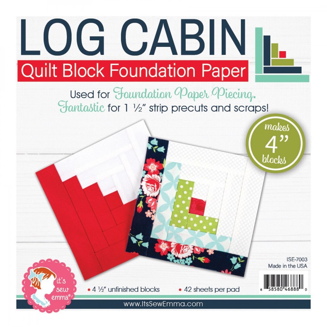 4 Inch Log Cabin Quilt Block Foundation Paper, Used for Paper Piecing ...