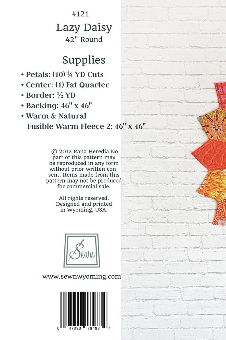 Lazy Daisy Quilt Quilting Pattern From Sewn Wyoming BRAND NEW, Please ...