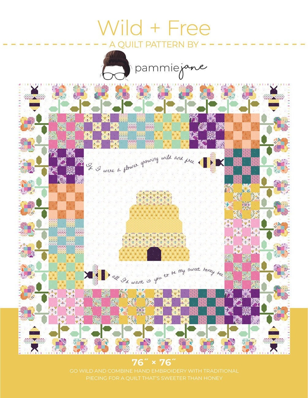 Wild + Free Honey Bee Quilt Quilting Pattern, From Pammie Jane BRAND ...