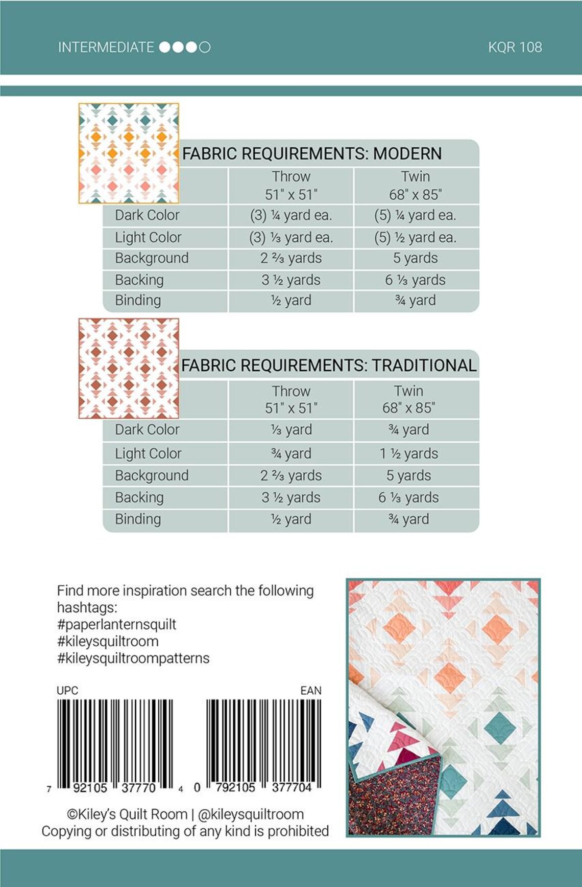 Paper Lanterns Quilt Quilting Pattern, From Kiley's Quilt Room BRAND ...